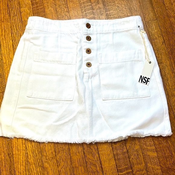 NSF | Skirts | Nwt Nsf White Denim Mini Skirt | Poshmark
